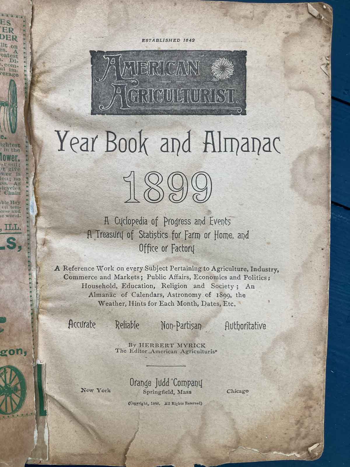 1899 American Agriculturist Yearbook and Almanac | Resalvaged