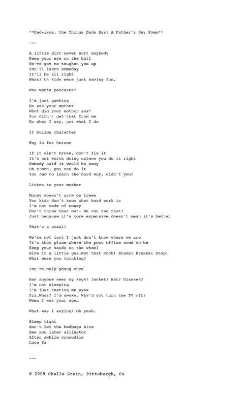 Dadisms: the Things Dad Say: A Father's Day Poem | Resalvaged